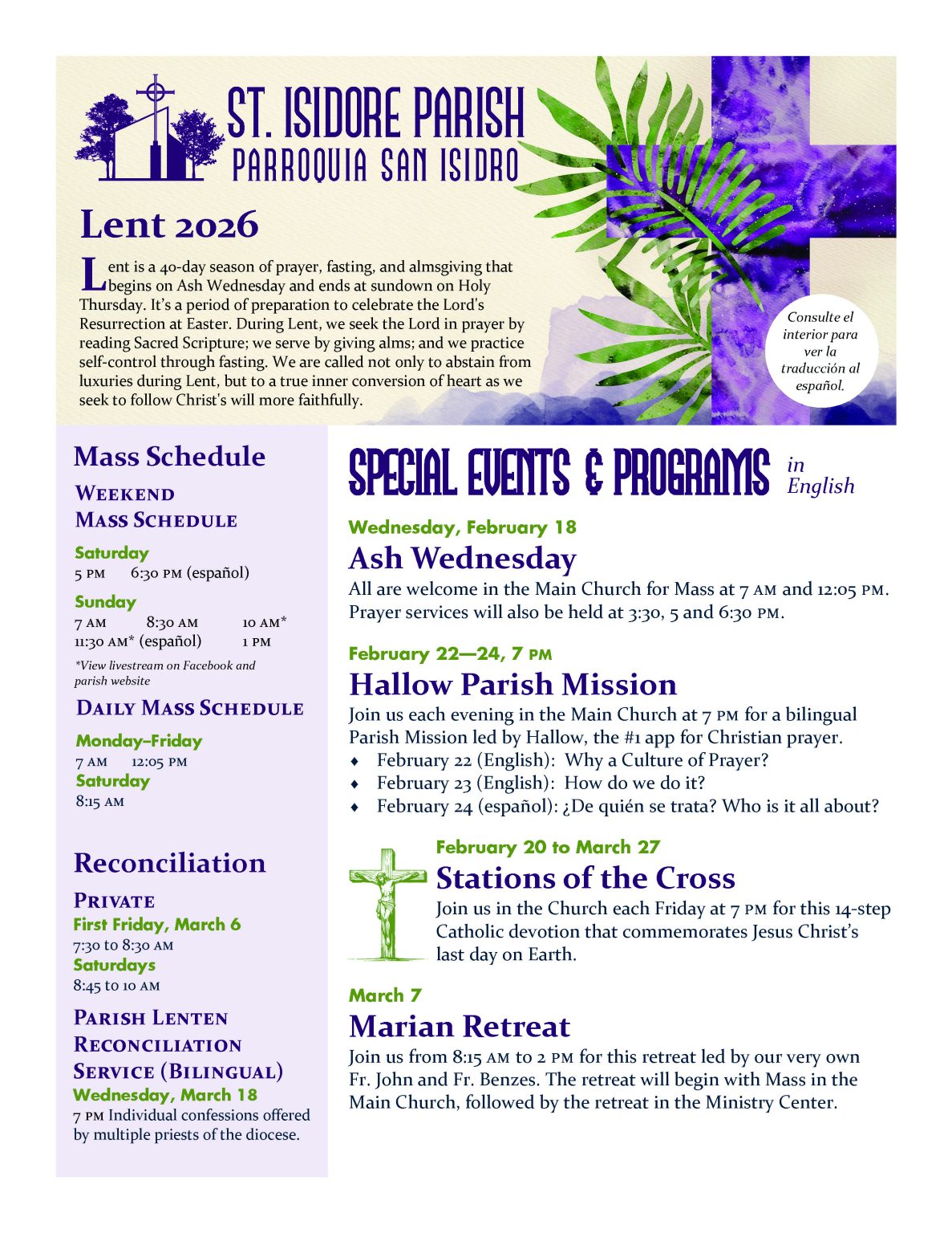 2026 Lenten Brochure – St. Isidore Parish